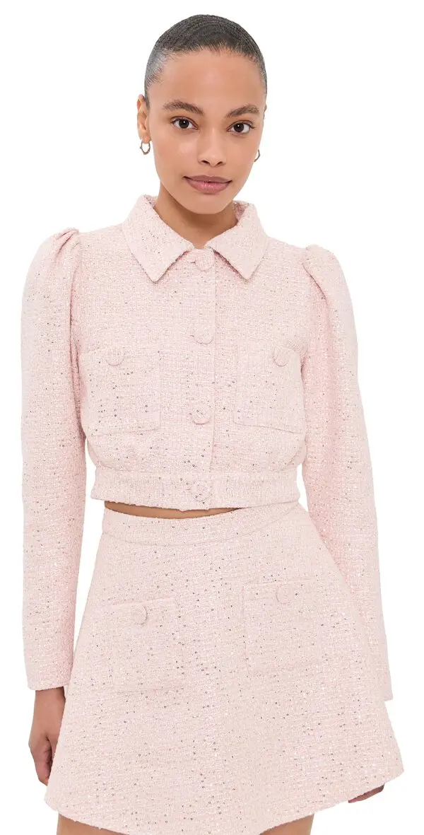 Bardot Bennett Bouclé Jacket With Sequin Embellishments - Soft Pink