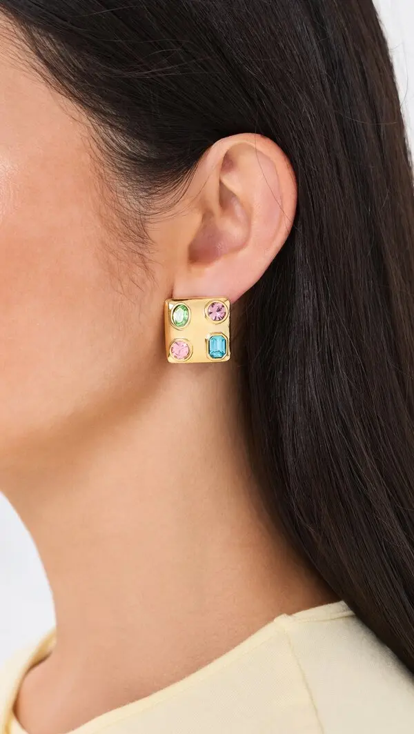 KENNETH JAY LANE Stones Square Earrings