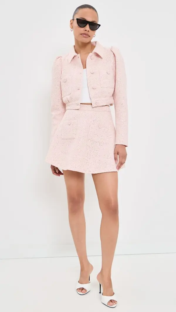 Bardot Bennett Sequin Embellished Tweed Mini Skirt