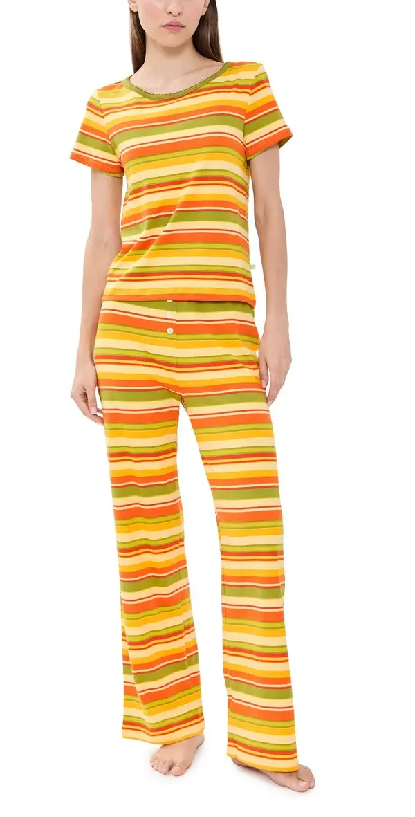 Morgan Lane Baby Jean Long Pj Set - Autumn Multi