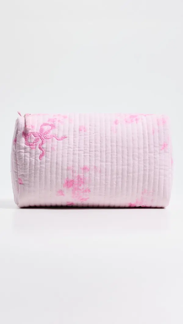LoveShackFancy Octavia Quilted Pouch With Bow Embroidery