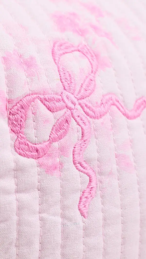 LoveShackFancy Octavia Quilted Pouch With Bow Embroidery