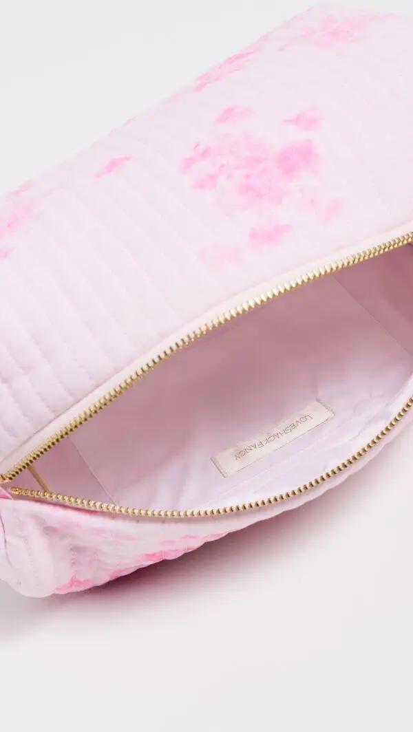 LoveShackFancy Octavia Quilted Pouch With Bow Embroidery