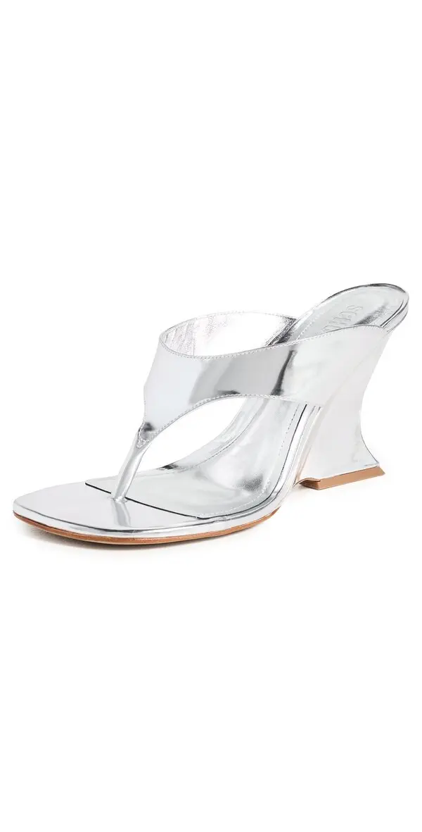 Schutz Maya Thong Wedge Sandals - Prata