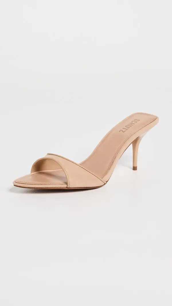 Schutz Elodie Suede Mules With Stiletto Heel - Light Wood