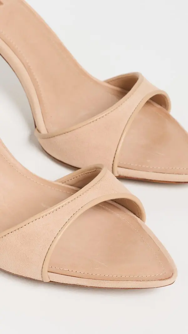 Schutz Elodie Suede Mules With Stiletto Heel - Light Wood