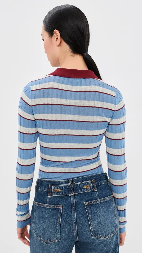 Brandon Maxwell The Joni Silk Cashmere Blend Knit Polo Top
