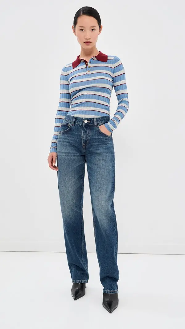 Brandon Maxwell The Joni Silk Cashmere Blend Knit Polo Top