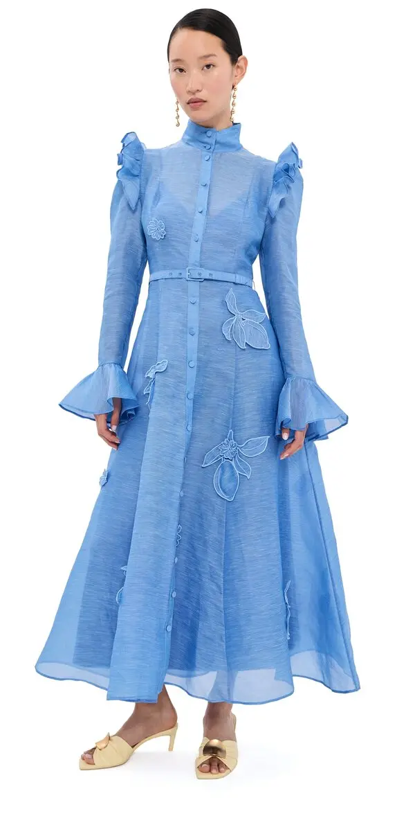 LEO LIN Katrina Applique Butterfly Sleeve Dress - Azure