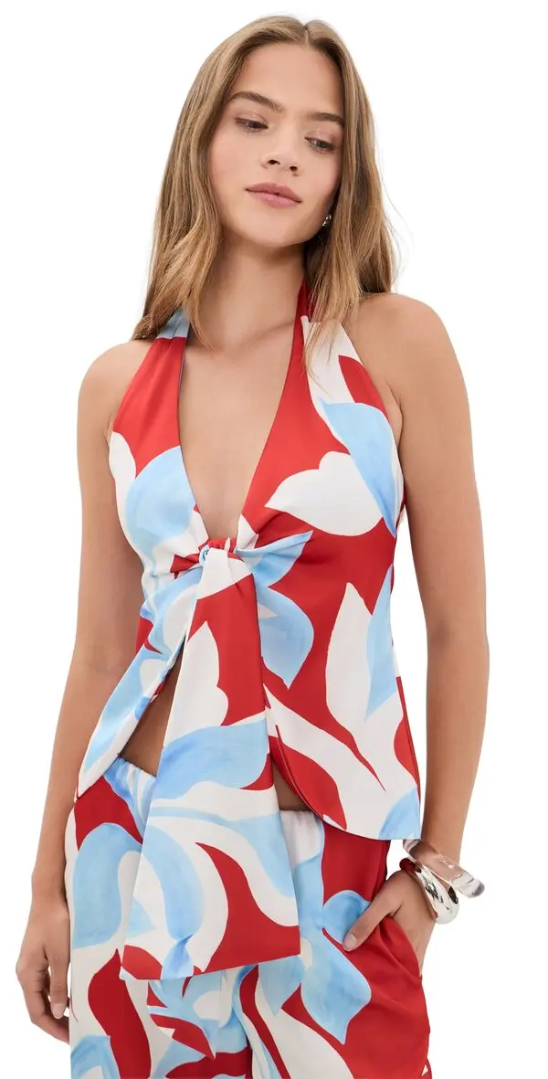 SEVEN WONDERS Kaeli Halter Top - Amoree Red