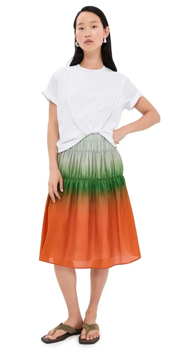 3.1 Phillip Lim Ombre Voile Skirt Dress - White/flame Multi