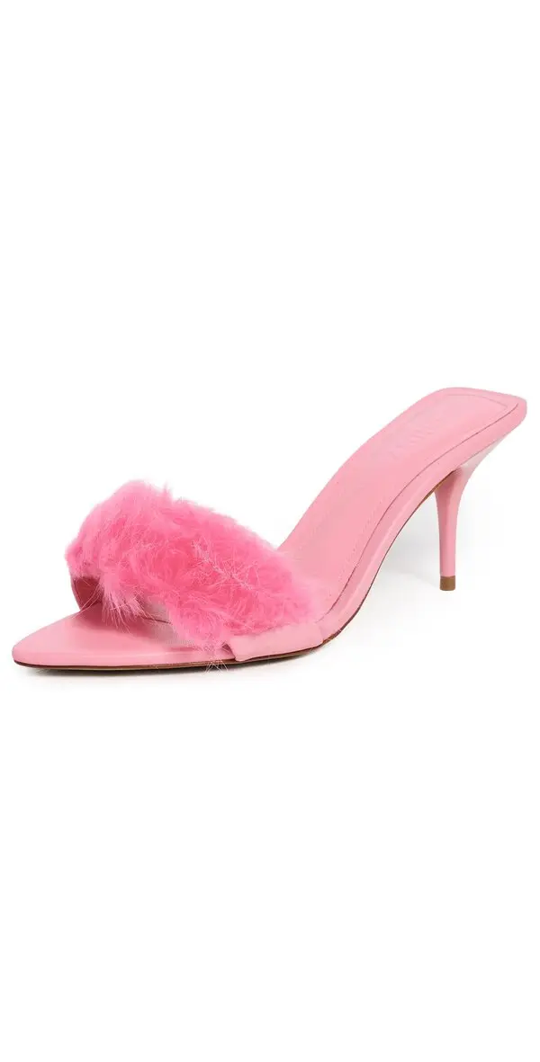 Schutz Elodie Faux Fur Mules - Cherry Blossom