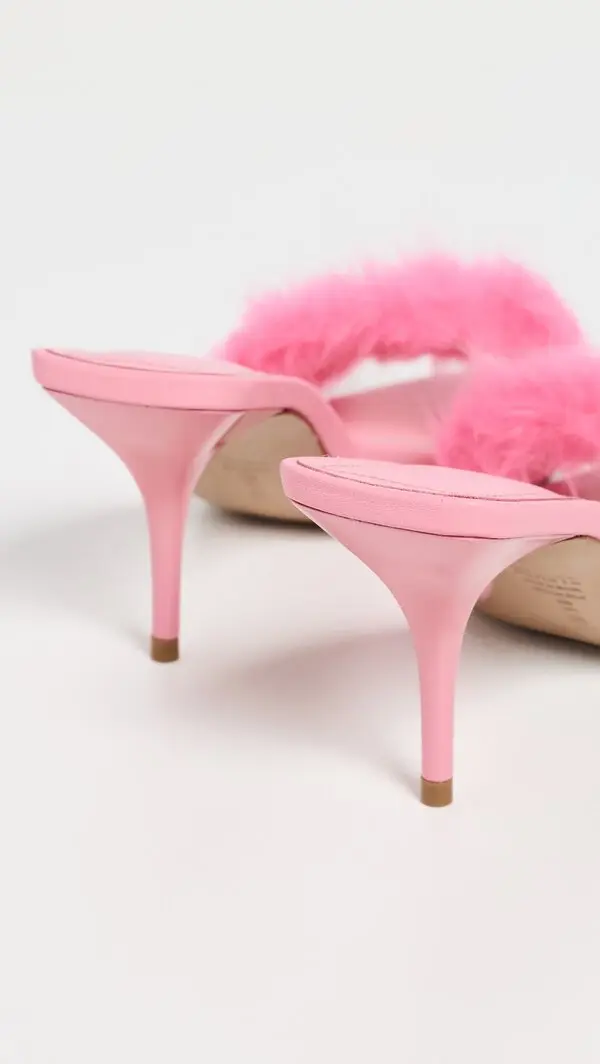 Schutz Elodie Faux Fur Mules - Cherry Blossom