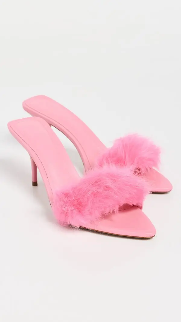 Schutz Elodie Faux Fur Mules - Cherry Blossom