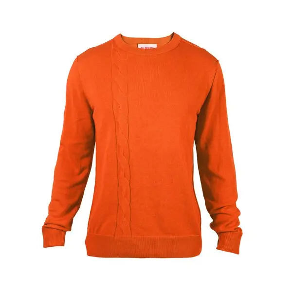 LA GRANNI Cable Knit Crewneck Sweater - Orange