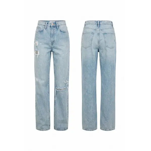 TRIARCHY DENIM INC. Primrose High-rise Relaxed Jean Metallic Moonwashed Indigo
