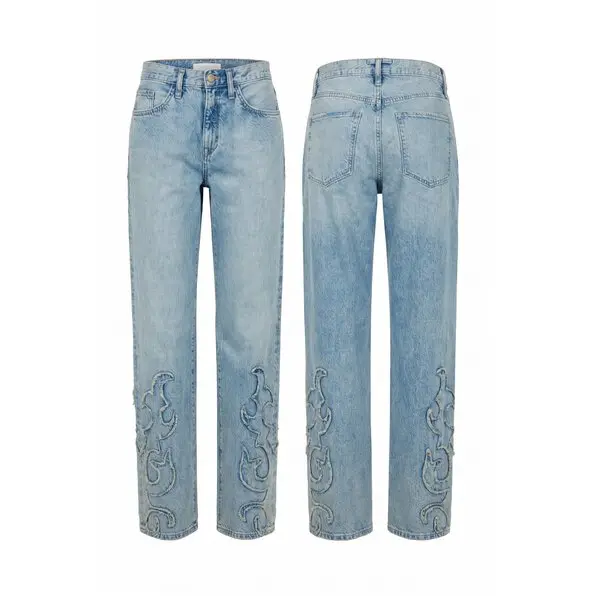 TRIARCHY DENIM INC. Triarchy Denim Birkin Mid-rise Straight Leg Jeans In Moonwashed Ranchero Indigo