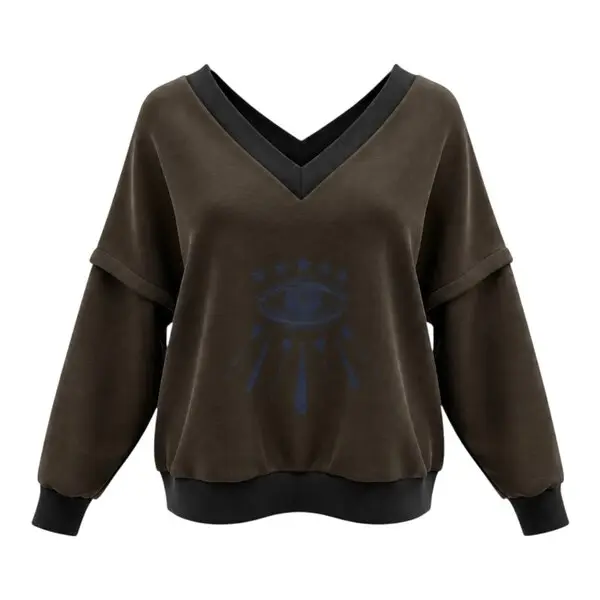 BEIRA Victoria V-neck Sweatshirt – Starry Eye Khaki