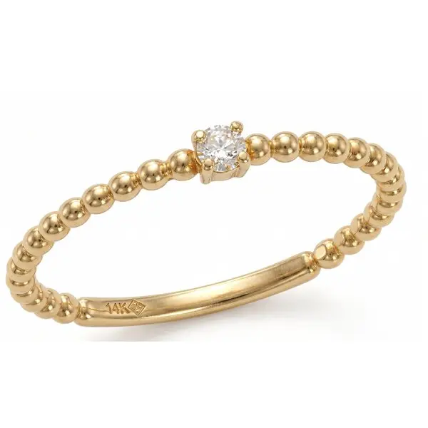 ZAHAV JEWELRY 14k Solid Beaded Natural Diamond Ring - Gold