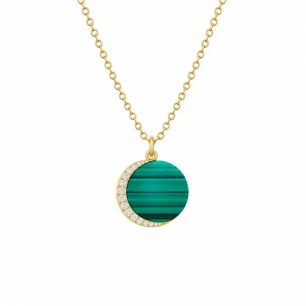 ORMIRO Malachite And Gold Vermeil Crescent Necklace - Green