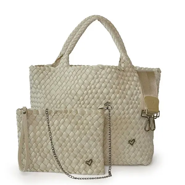 PRENELOVE Neutrals London Large Woven Totes Khaki