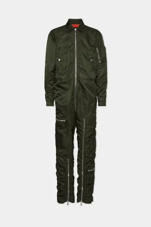Dsquared2 Aviator Jumpsuit With Ruching And Zips - Green