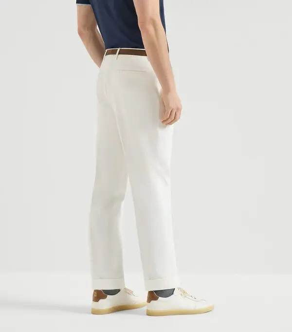 Brunello Cucinelli Cotton Garbardine Pleated Trousers