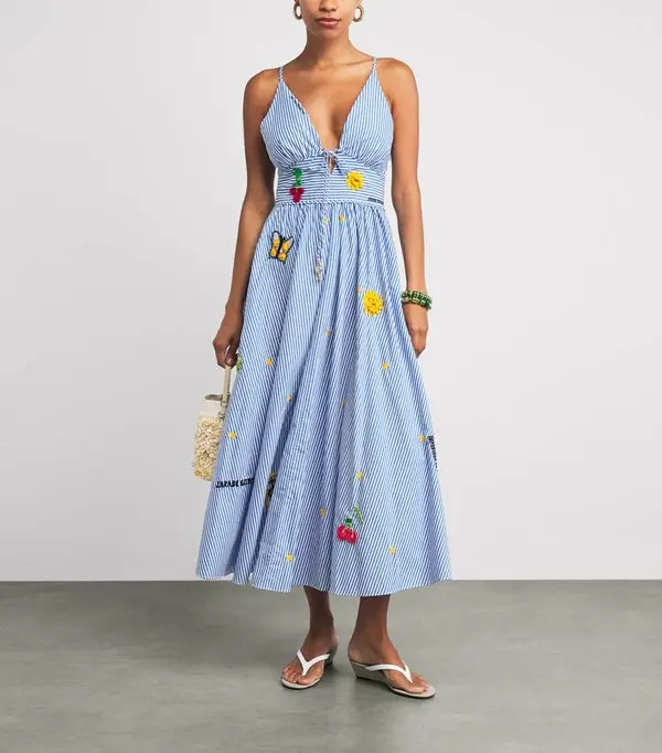 Camilla Cotton Appliquéd Midi Dress
