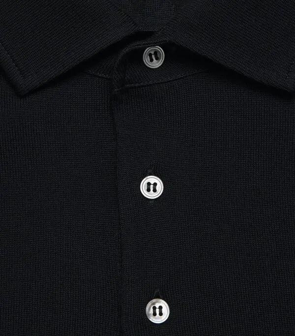LARDINI Virgin Wool Long-sleeve Polo Shirt - Beige