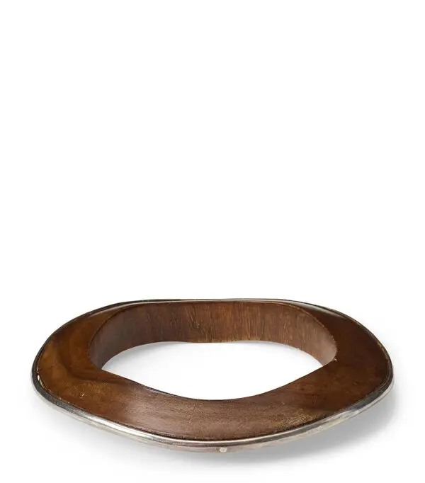 Ralph Lauren Wood And Silver-tone Asymmetrical Cuff - Brown