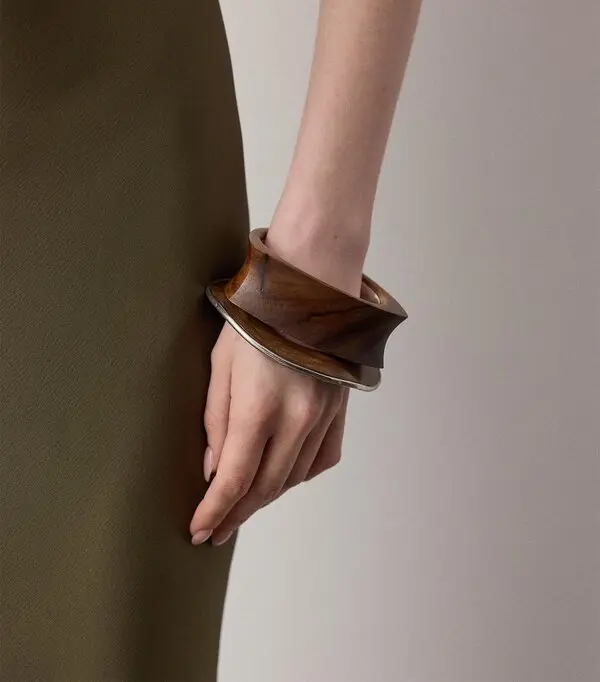 Ralph Lauren Wood And Silver-tone Asymmetrical Cuff