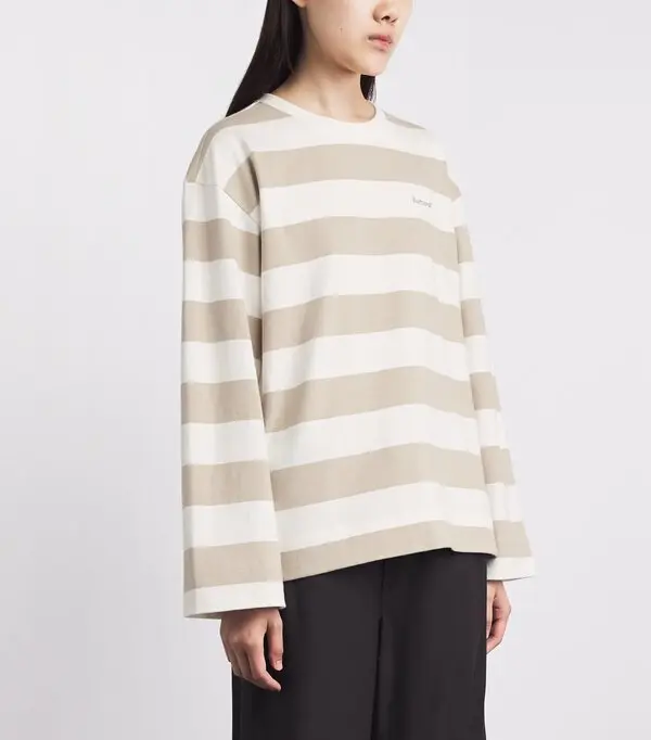 Barbour Striped Long Sleeve Cotton T-shirt - Beige