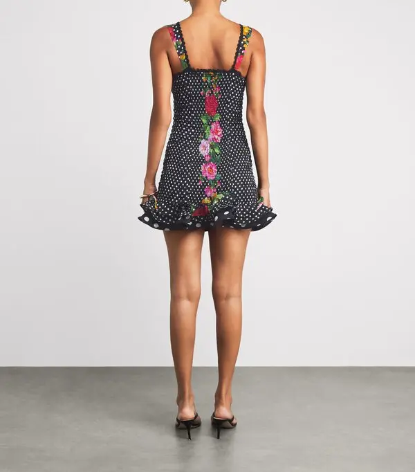 Charo Ruiz Ibiza Floral Polka-dot "aitana" Mini Dress - Black