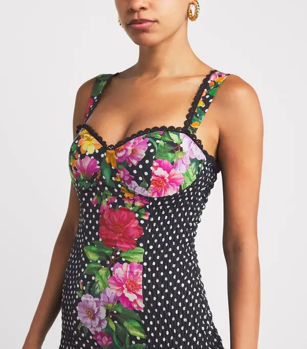 Charo Ruiz Ibiza Floral Polka-dot "aitana" Mini Dress - Black