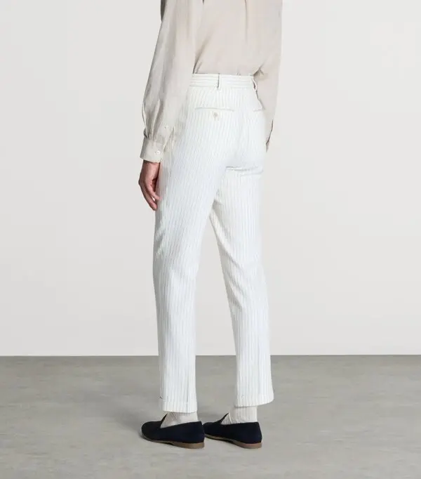 Dunhill Linen Pinstripe Tailored Trousers