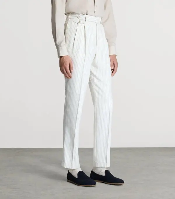 Dunhill Linen Pinstripe Tailored Trousers