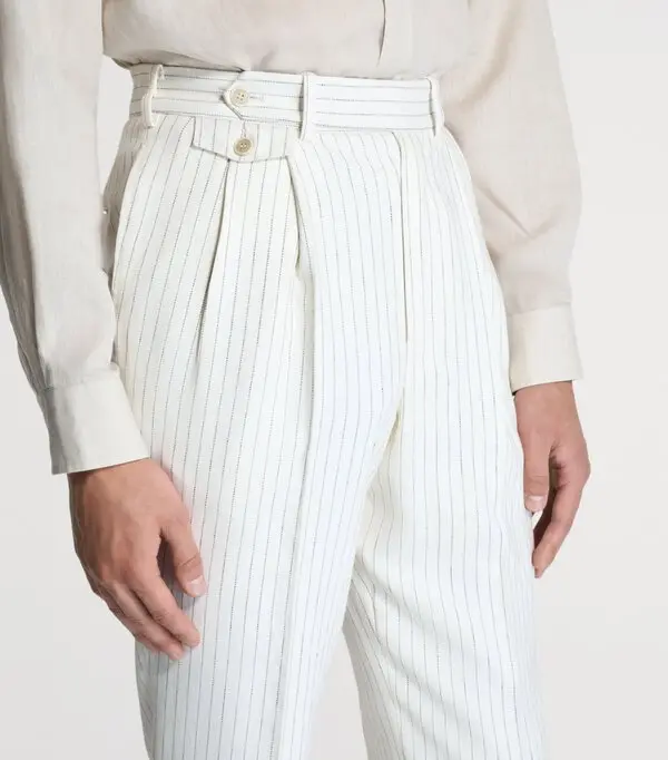 Dunhill Linen Pinstripe Tailored Trousers
