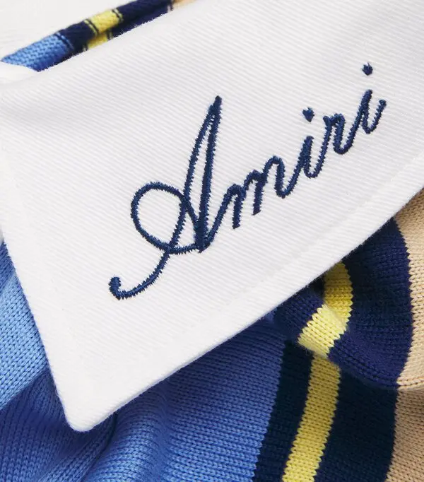 Amiri Cotton Stripe Polo Shirt - Blue