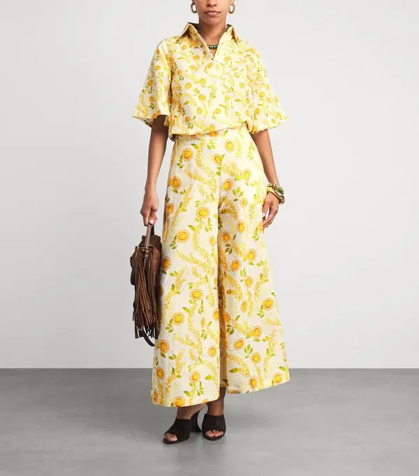 Verandah Cropped Linen-cotton Floral Shirt