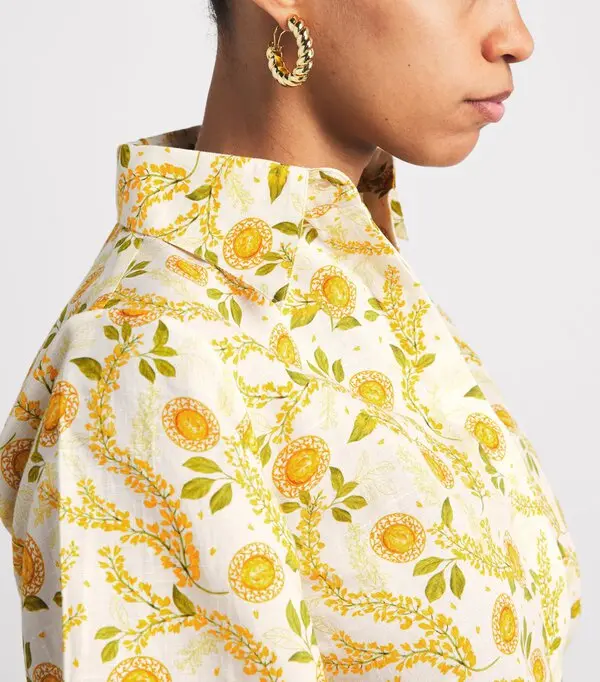 Verandah Cropped Linen-cotton Floral Shirt