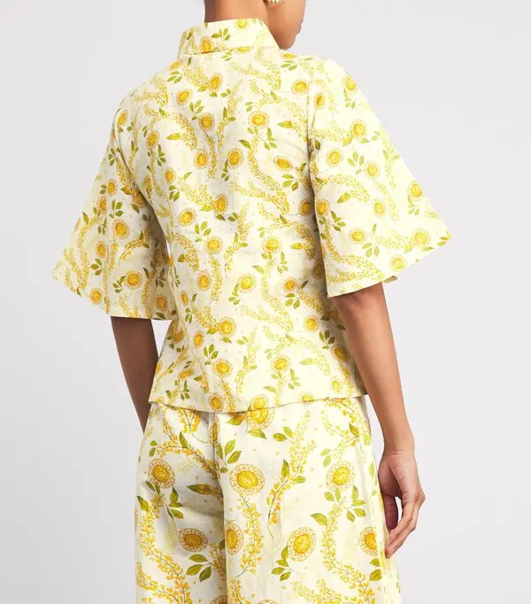 Verandah Cropped Linen-cotton Floral Shirt
