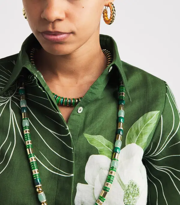 Verandah Linen-cotton Floral Print Cropped Shirt