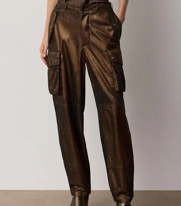 Ralph Lauren Metallic Leather Vaughn Cargo Trousers