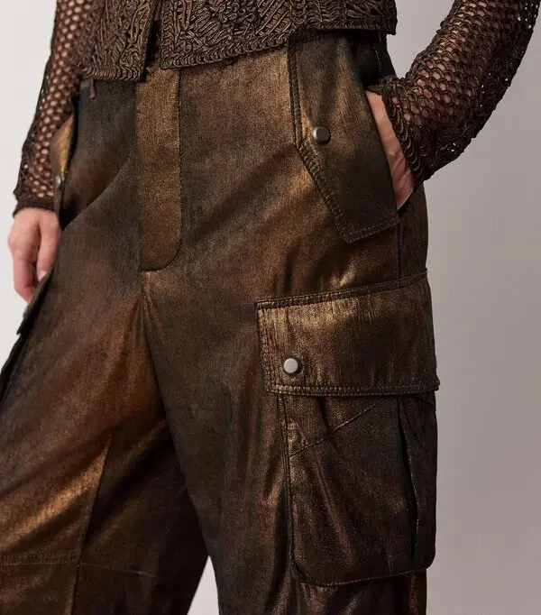 Ralph Lauren Metallic Leather Vaughn Cargo Trousers