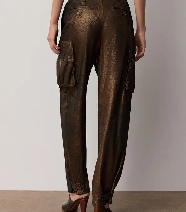 Ralph Lauren Metallic Leather Vaughn Cargo Trousers