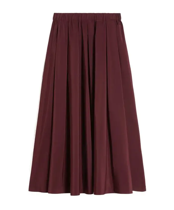 Max Mara Pleated Midi Taffeta Skirt - Bordeaux Red