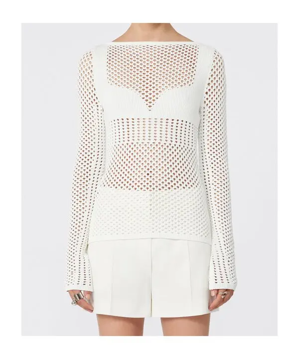 Sportmax Boat-neck Slim Fit Sweater With Contrast Stitching And Ribbed Panels