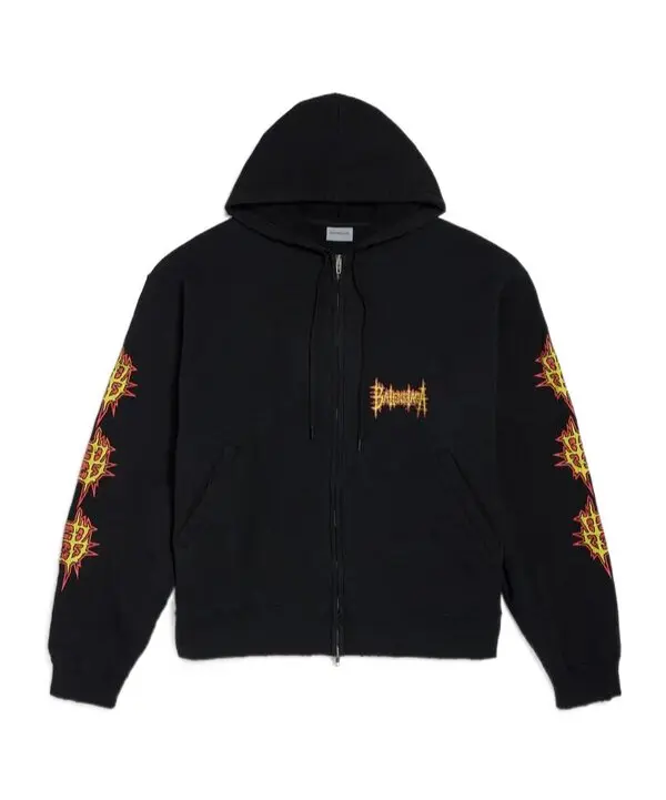 Balenciaga Sacré-cœur Oversized Zip-up Hoodie - Black