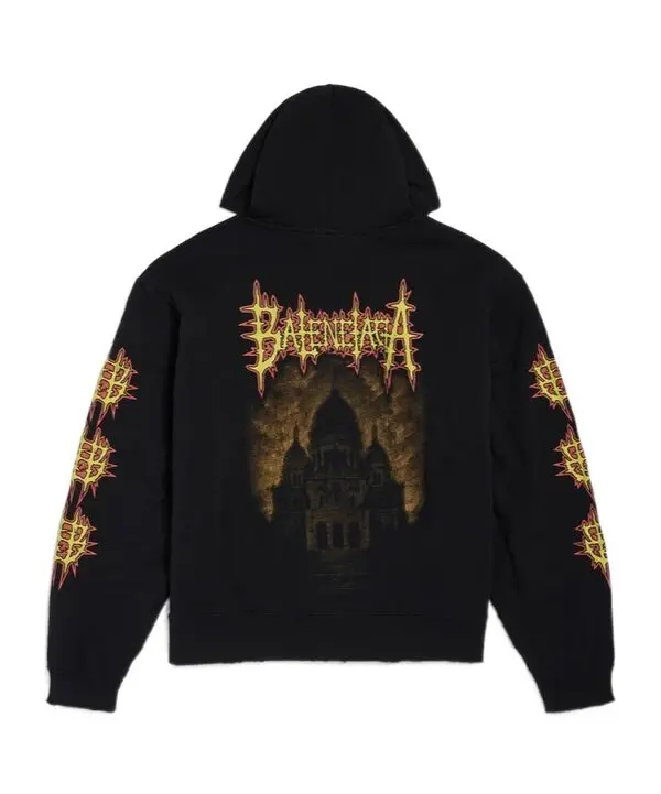 Balenciaga Sacré-cœur Oversized Zip-up Hoodie - Black