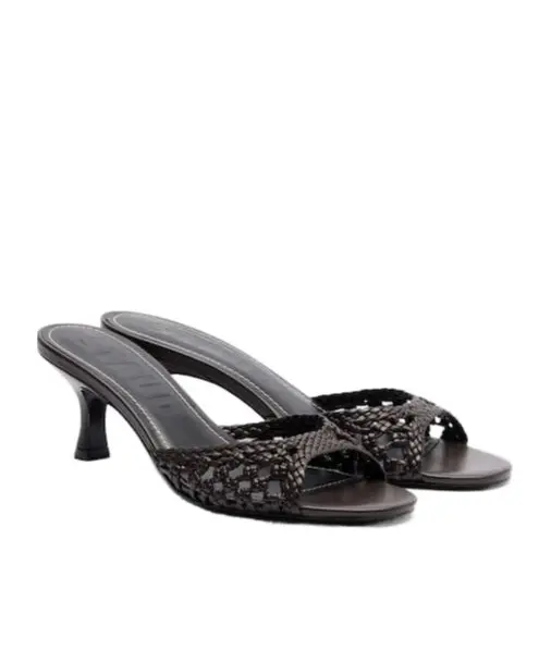 Staud Brigitte Woven Leather Mules - Black